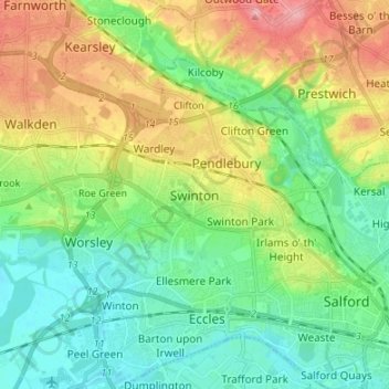Swinton topographic map, elevation, terrain