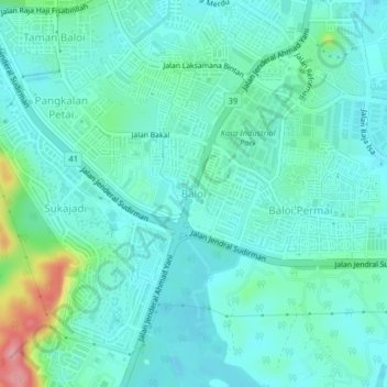 Baloi topographic map, elevation, terrain