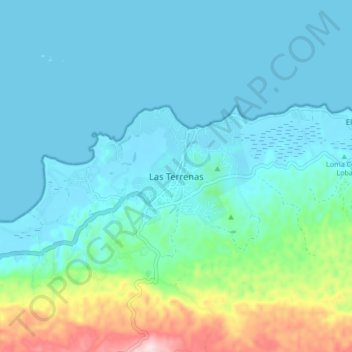 Las Terrenas topographic map, elevation, terrain