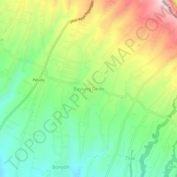 Bayung Gede topographic map, elevation, terrain