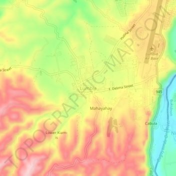 Lumbia topographic map, elevation, terrain