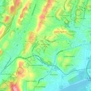 Manchester Park topographic map, elevation, terrain