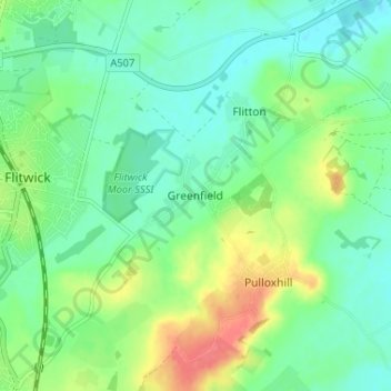 Greenfield topographic map, elevation, terrain