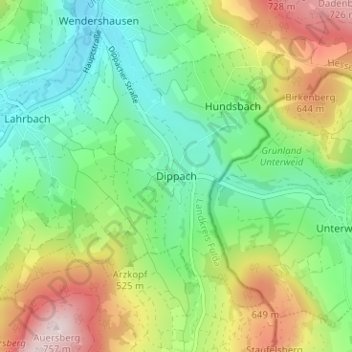 Dippach topographic map, elevation, terrain