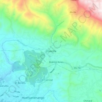 Chiantla topographic map, elevation, terrain