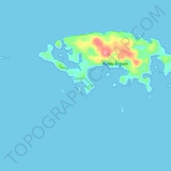 Arguni topographic map, elevation, terrain