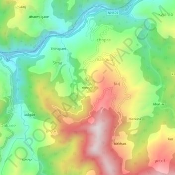 dinadel topographic map, elevation, terrain