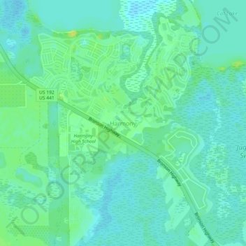 Harmony topographic map, elevation, terrain