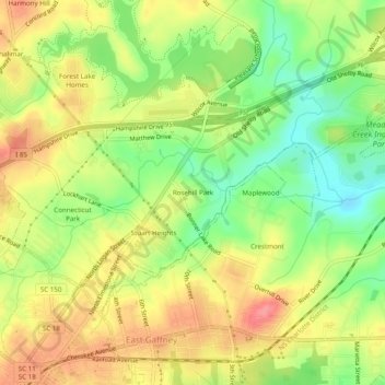 Rosehill Park topographic map, elevation, terrain
