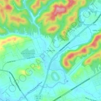 Windy Hill topographic map, elevation, terrain