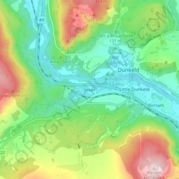 Inver topographic map, elevation, terrain