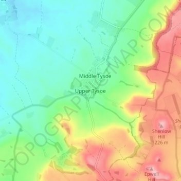 Upper Tysoe topographic map, elevation, terrain