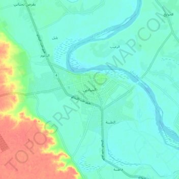 Al-Mayadin topographic map, elevation, terrain