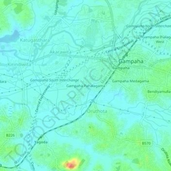 Gampaha Pahalagama topographic map, elevation, terrain