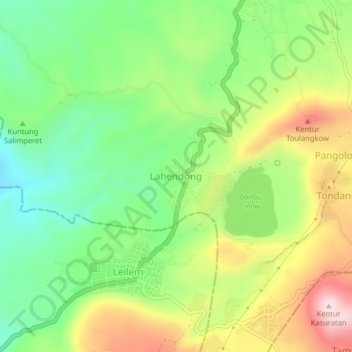 Lahendong topographic map, elevation, terrain