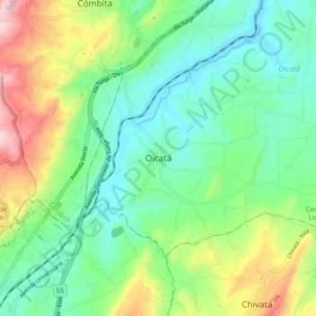 Oicatá topographic map, elevation, terrain