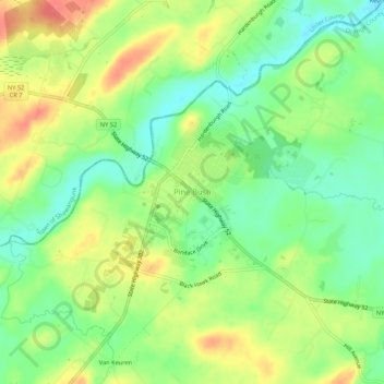 Pine Bush topographic map, elevation, terrain