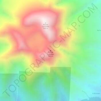Mount Cabalian topographic map, elevation, terrain
