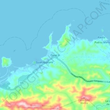 Guaca topographic map, elevation, terrain