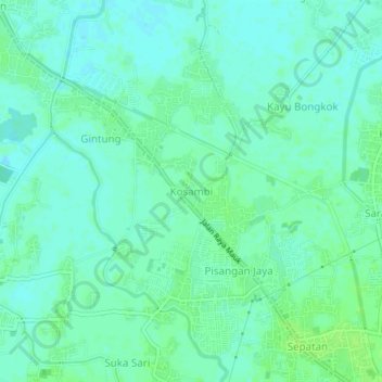 Kosambi topographic map, elevation, terrain