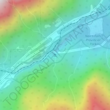 Nairn Falls topographic map, elevation, terrain