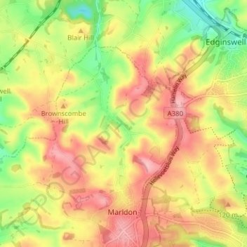 Compton topographic map, elevation, terrain
