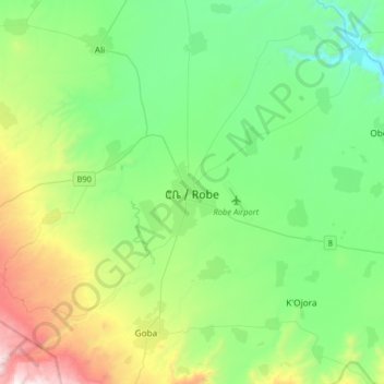 Robe topographic map, elevation, terrain