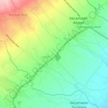 Batu Belek topographic map, elevation, terrain