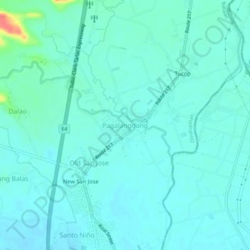 Pagalanggang topographic map, elevation, terrain