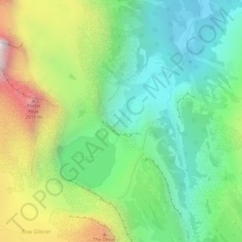 Bow Glacier Falls topographic map, elevation, terrain