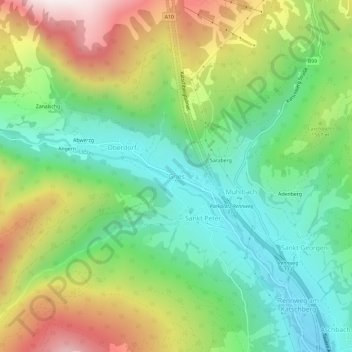 Gries topographic map, elevation, terrain