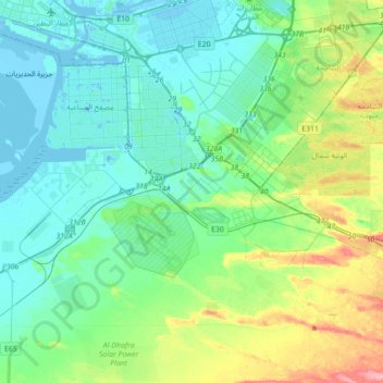 AL MAFRAQ topographic map, elevation, terrain