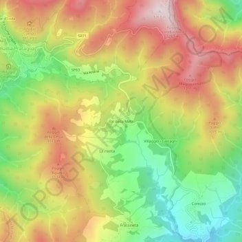 Val della Meta topographic map, elevation, terrain