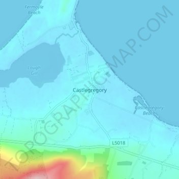 Castlegregory topographic map, elevation, terrain