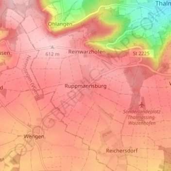 Ruppmannsburg topographic map, elevation, terrain