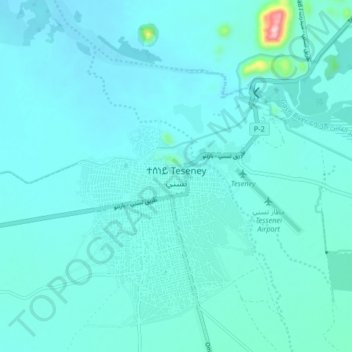 Teseney topographic map, elevation, terrain