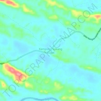 Kampung Sukang Sugut topographic map, elevation, terrain