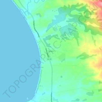 Orepuki topographic map, elevation, terrain