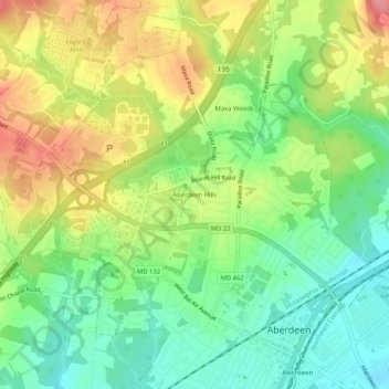 Aberdeen Hills topographic map, elevation, terrain