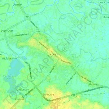 Maha Sarakham topographic map, elevation, terrain