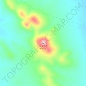 El Diez topographic map, elevation, terrain