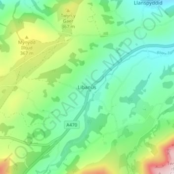 Libanus topographic map, elevation, terrain