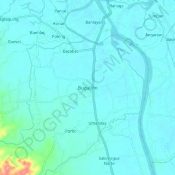 Bugallon topographic map, elevation, terrain