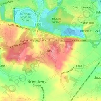 Bean topographic map, elevation, terrain