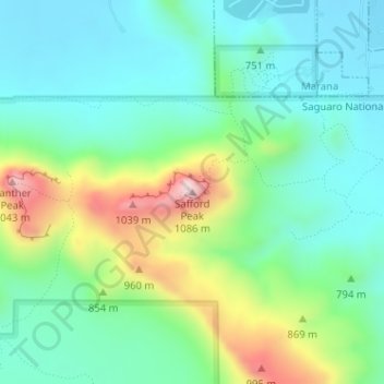 Safford Peak topographic map, elevation, terrain
