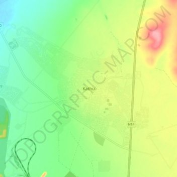 Kathu topographic map, elevation, terrain