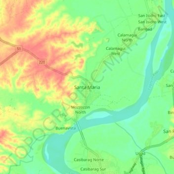 Santa Maria topographic map, elevation, terrain