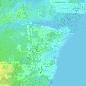 Holiday Beach topographic map, elevation, terrain