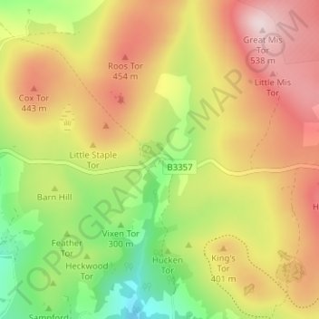 Merrivale topographic map, elevation, terrain
