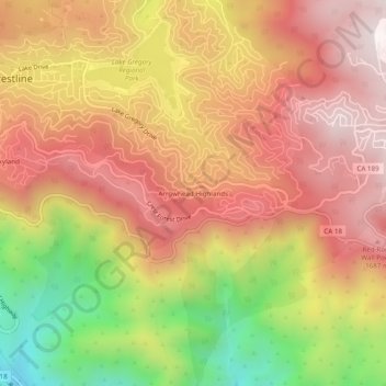 Arrowhead Highlands topographic map, elevation, terrain